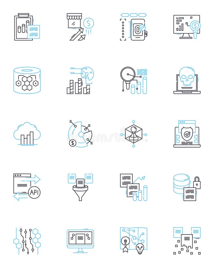 Information System Linear Icons Set Database Integration Analytics Access Automation