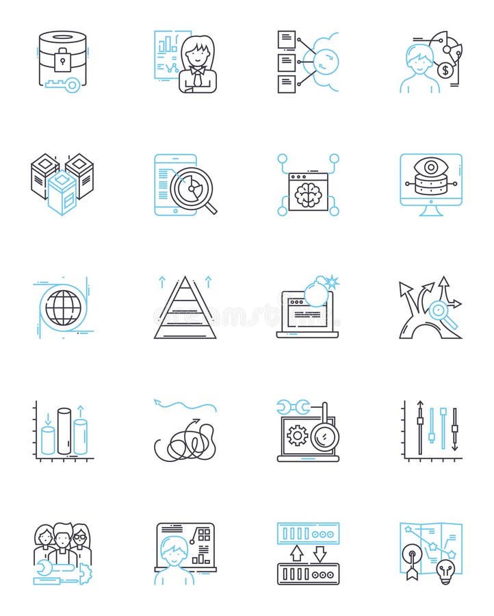 Information System Linear Icons Set. Database, Software, Nerk, Analytics, Cybersecurity ...