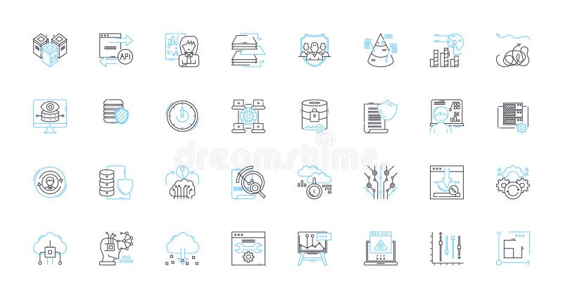 Information System Linear Icons Set. Database, Software, Nerk ...