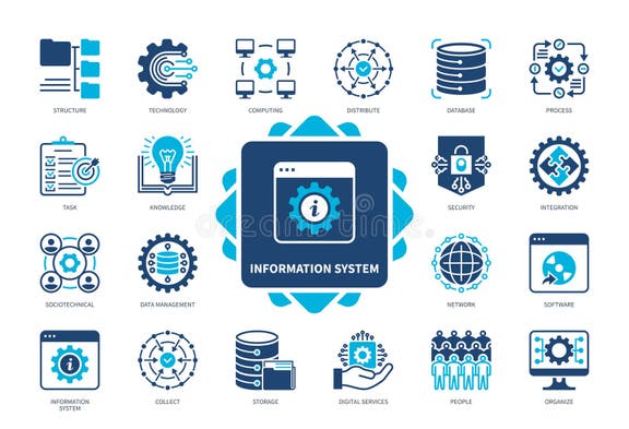 Information System Solid Icon Set Stock Illustration - Illustration of ...