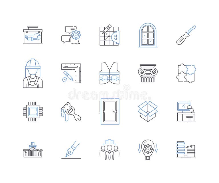 Information Systems Line Icons Collection. Database, Analytics, ERP ...