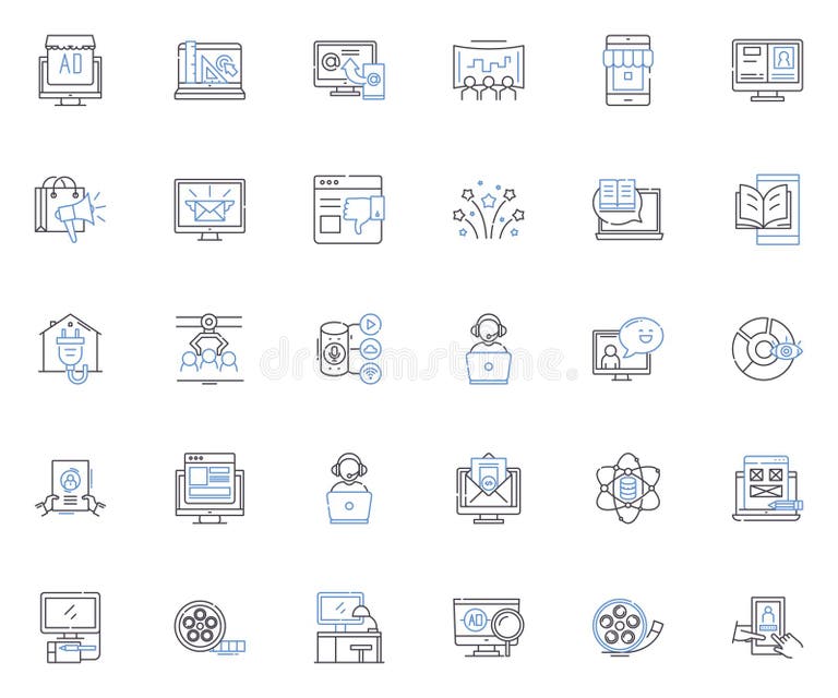 Information Systems Line Icons Collection. Database, Nerking, E ...