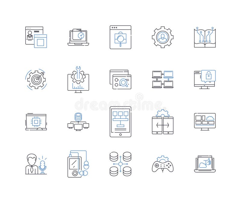 Information Systems Line Icons Collection Database Nerking Storage Analytics Security