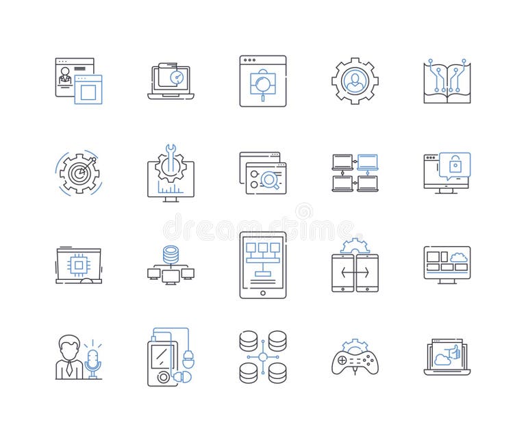 Information Systems Line Icons Collection. Database, Nerking, Storage ...
