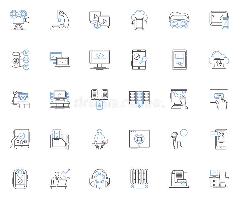 Information Tech Line Icons Collection Coding Automation Cloud Cybersecurity Algorithm 6774