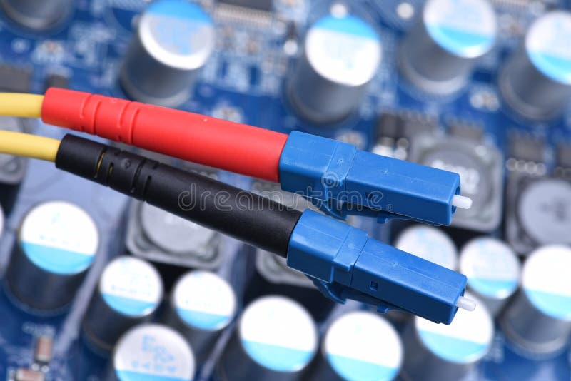 Computer Network, Fiber Cable Patch Cord on Electronic Board Stock ...