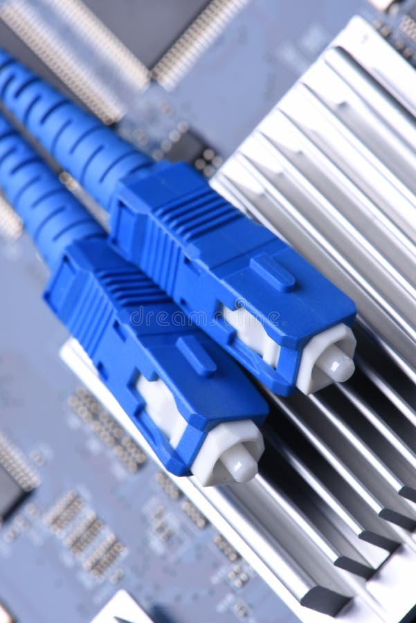 Computer Network, Fiber Cable Patch Cord on Electronic Board Stock ...