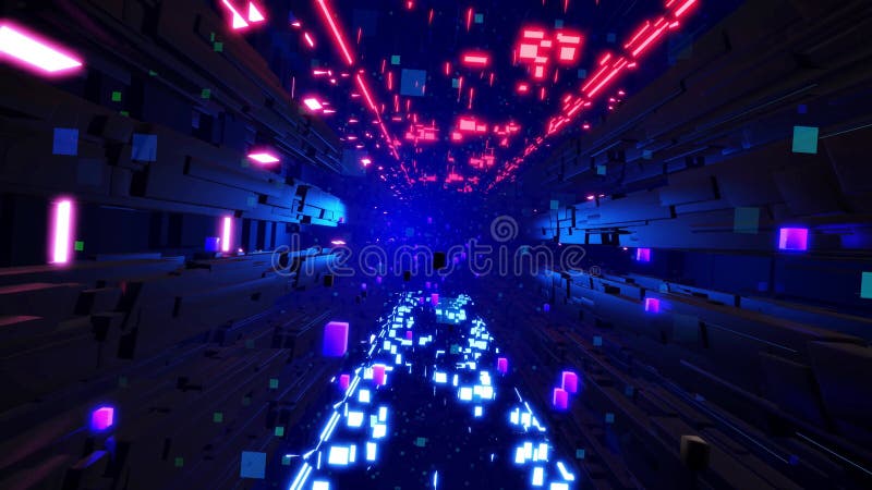 Information Technology Concept. Blue Dark Sci Fi Bg Fly through Tech ...