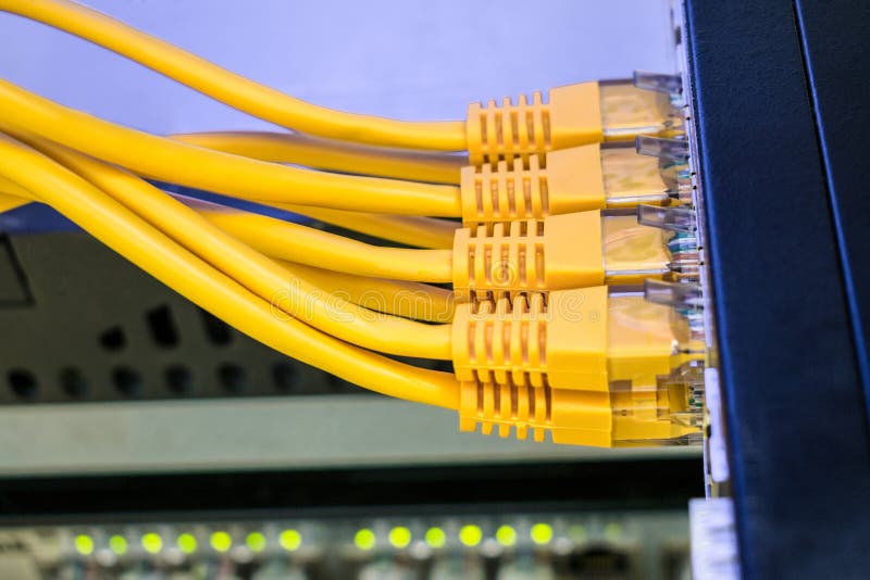 Information Technology Concept. Internet Cable is in the Datacenter ...
