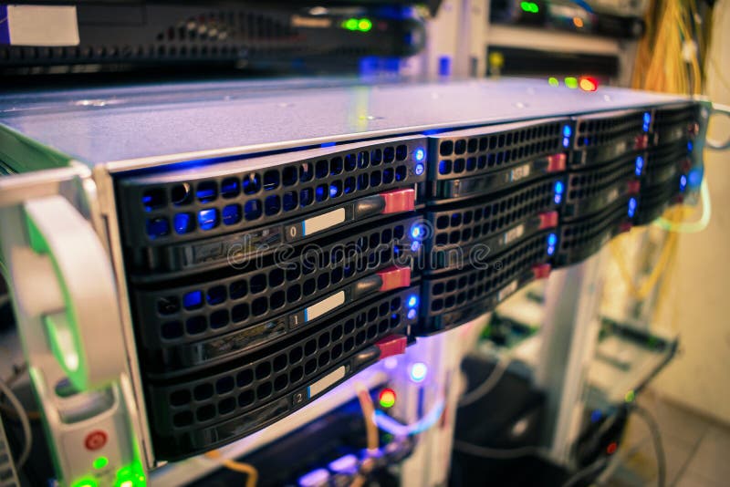 Information Technology Concept. a Modern Computer Server with Many Hard ...