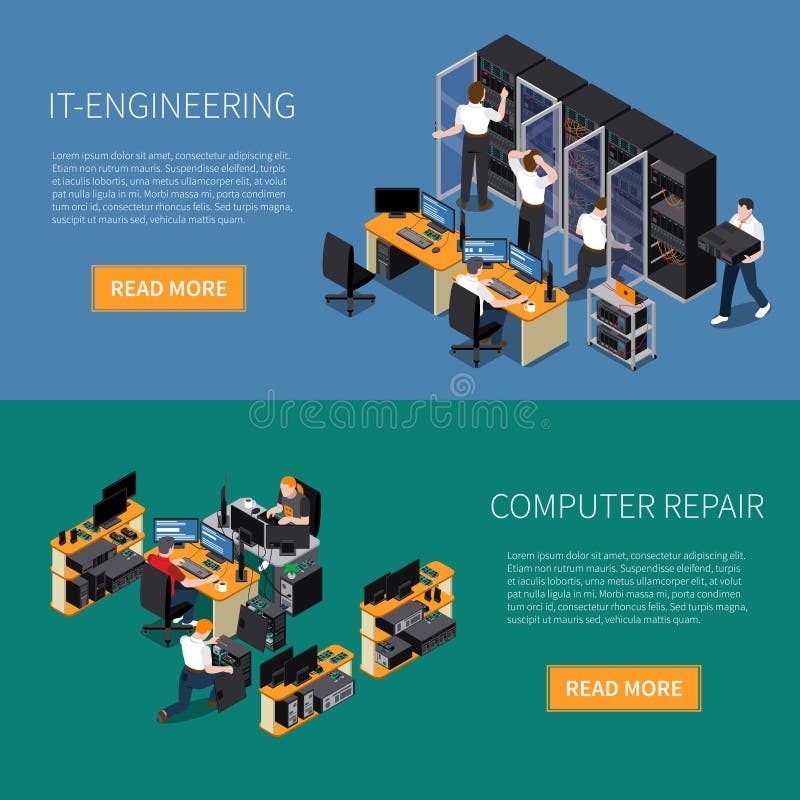 It Engineering Banners Set stock vector. Illustration of data - 109989831