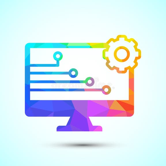 Information Technology Icon Design Illustration. Digital Tech Icon, Low ...
