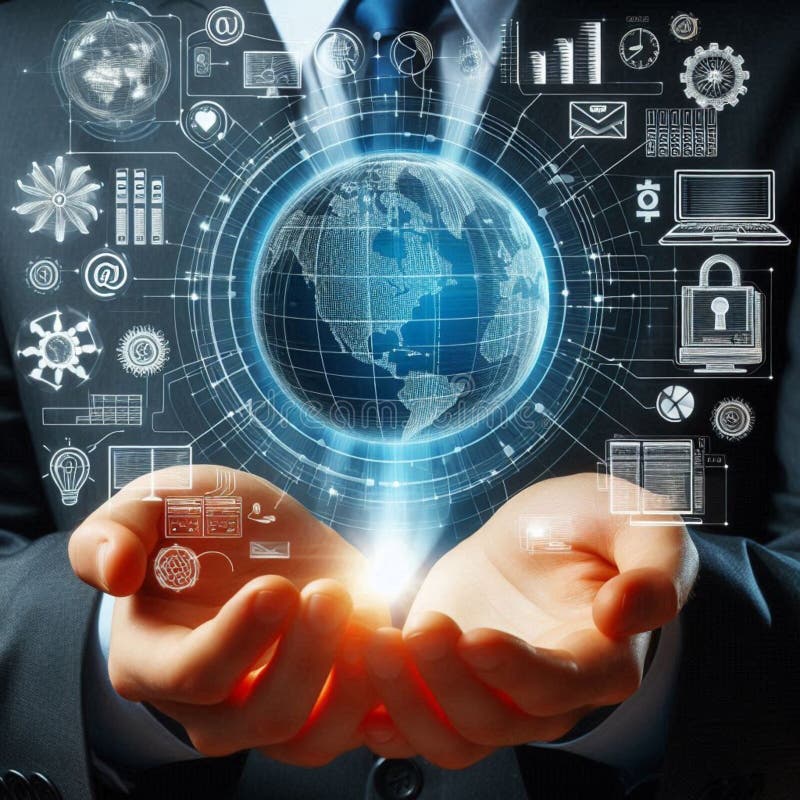 A Businessman S Hand Illustrating the Idea of Information Technology ...