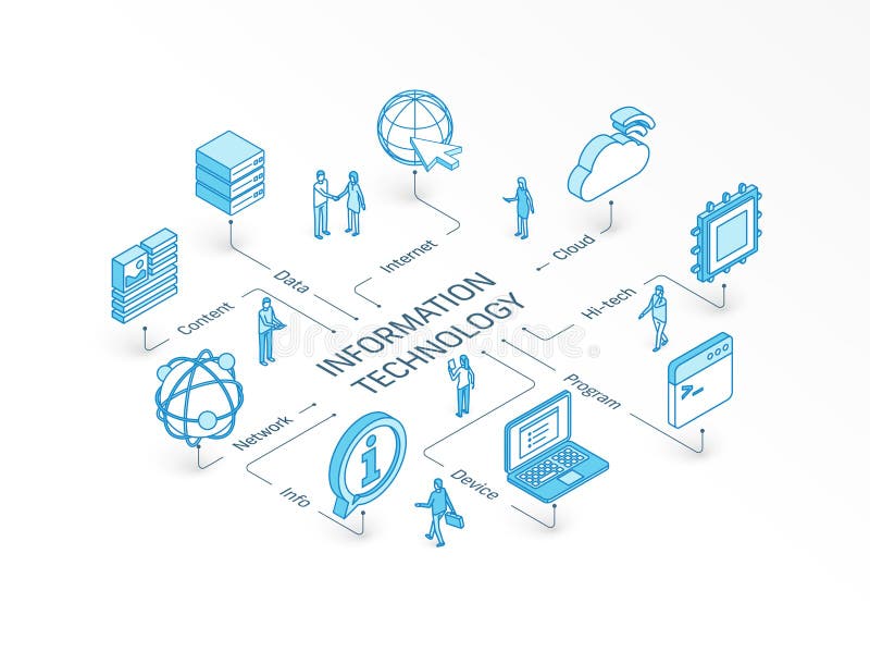 Business Process Isometric Concept. Connected Line 3d Icons. Integrated ...