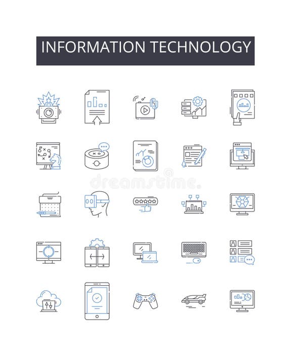 Information Technology Line Icons Collection. Computer Science, Data ...