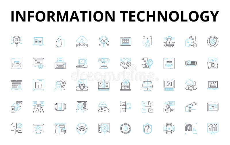 Information Technology Linear Icons Set. Digital, Nerk, Cloud ...