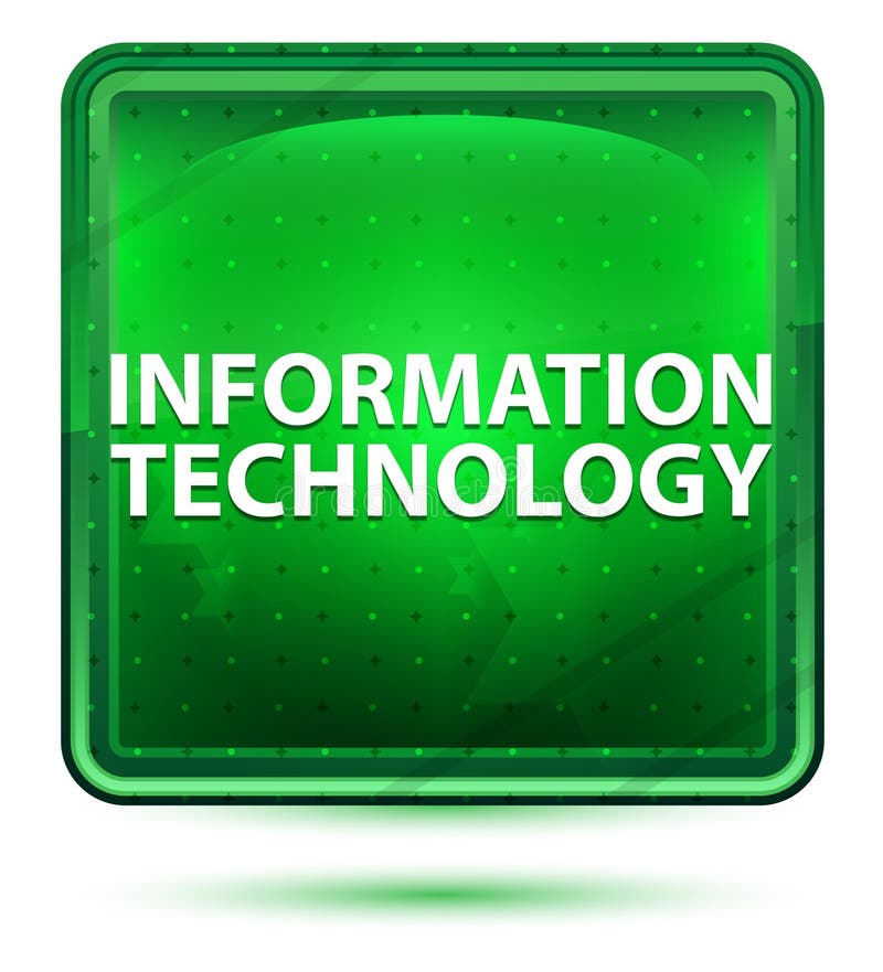 Information Technology Neon Light Green Square Button Stock ...