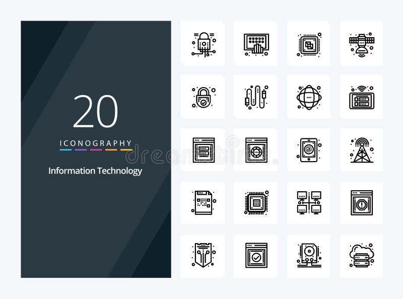 20 Information Technology Outline Icon for Presentation Stock Vector ...