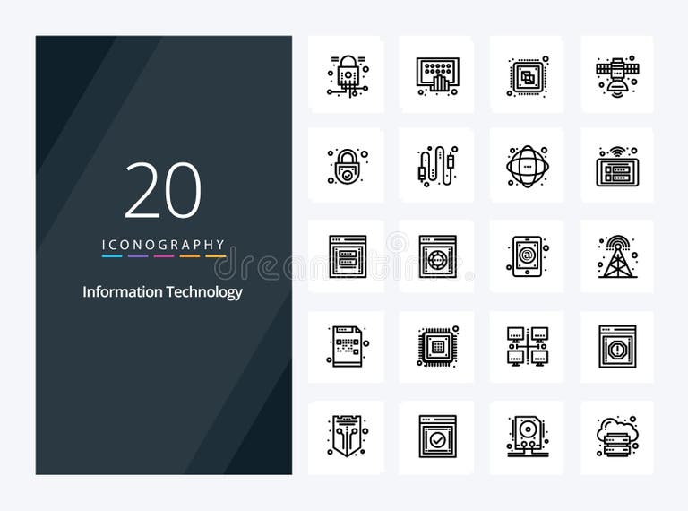 20 Information Technology Outline Icon for Presentation Stock Vector ...