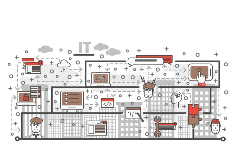 Vector Thin Line Art it Poster Banner Template Stock Vector ...