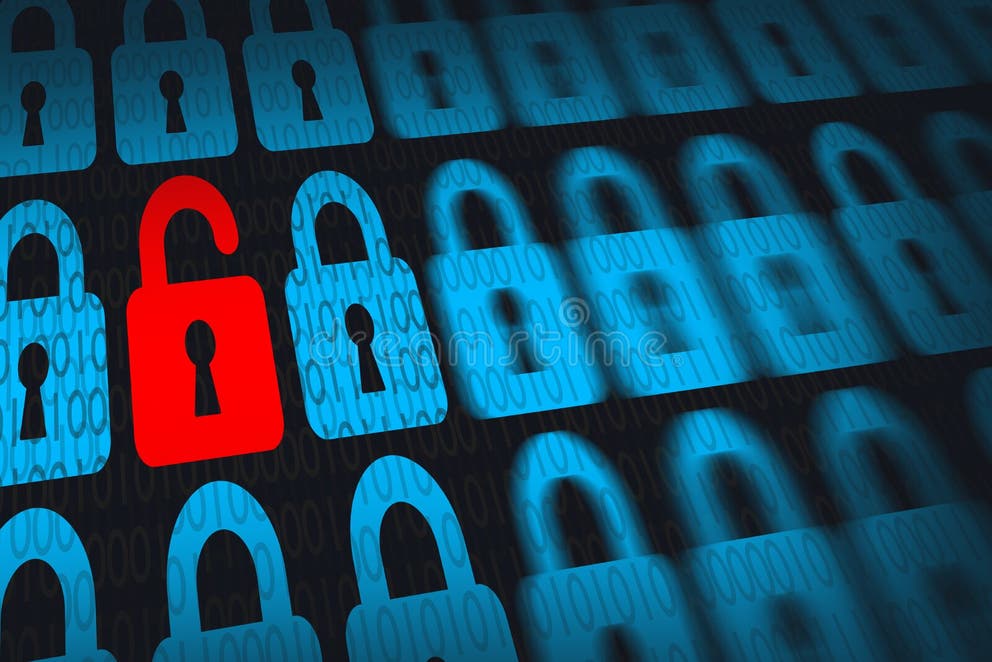 Information Technology Security Concept with Open Lock System Stock ...