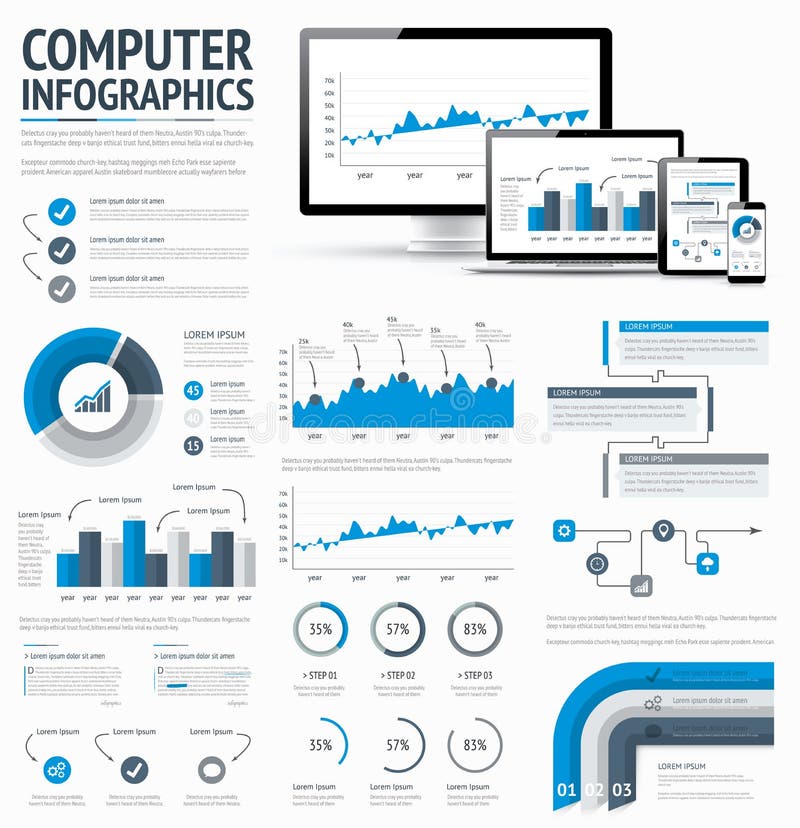 Information Technology Statistics Infographic Elem Stock Vector ...