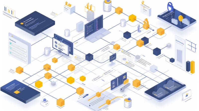 Information Technology, this Image Represents a Stylized Depiction of Database Management, Cloud ...