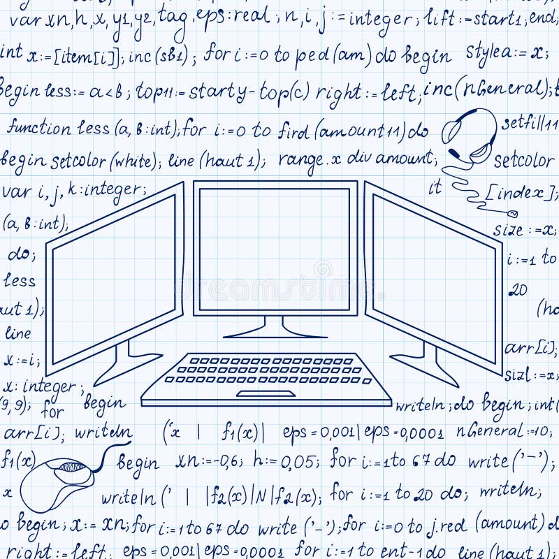 Programming Technical Seamless Pattern With Programming Code Program Flow Diagrams Formulas