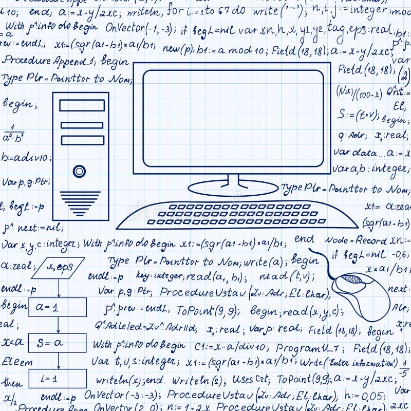 Programming Technical Seamless Pattern With Programming Code Program Flow Diagrams Formulas