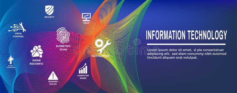 Information Technology Web Header Banner with Wrench, Computer ...