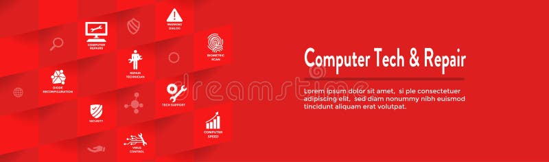 Information Technology Web Header Banner with Wrench, Computer ...