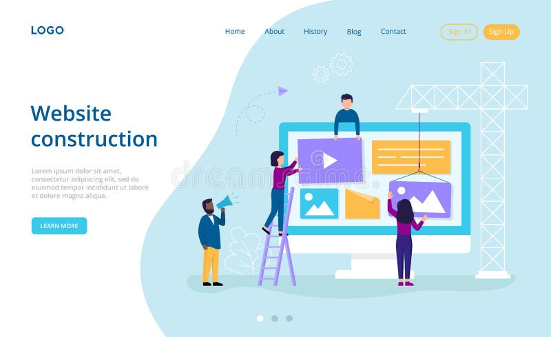 Website Construction, Web Design Concept Illustration in Flat Style ...