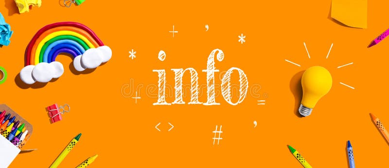 Information Theme with School Supplies - Flat Lay Stock Image - Image ...