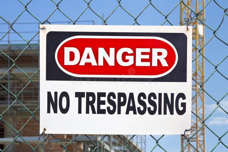 Information with Warning Sign and No Trespassing Signboard Against a ...