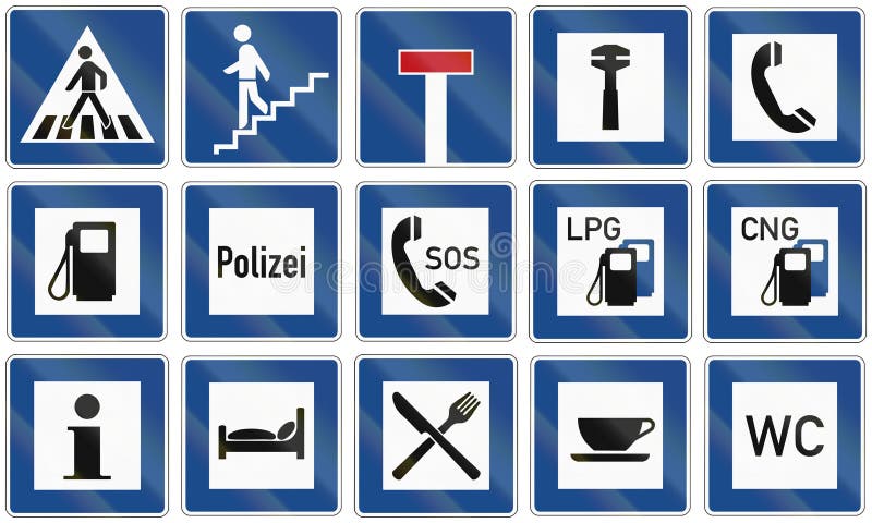 Informational Road Signs in Germany Stock Illustration - Illustration ...