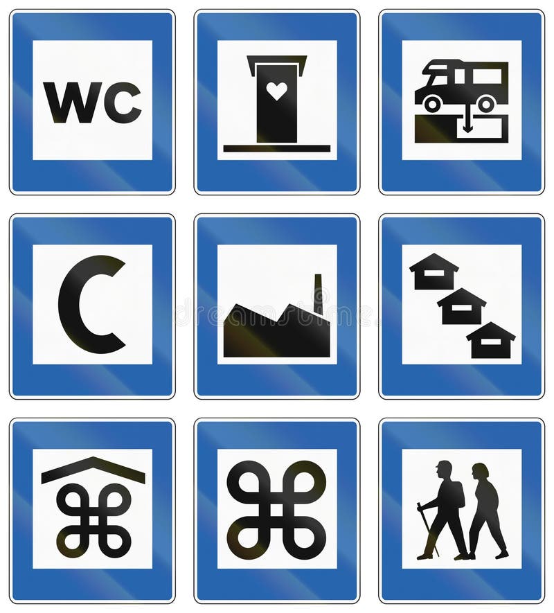 Informational Road Signs in Iceland Stock Illustration - Illustration ...