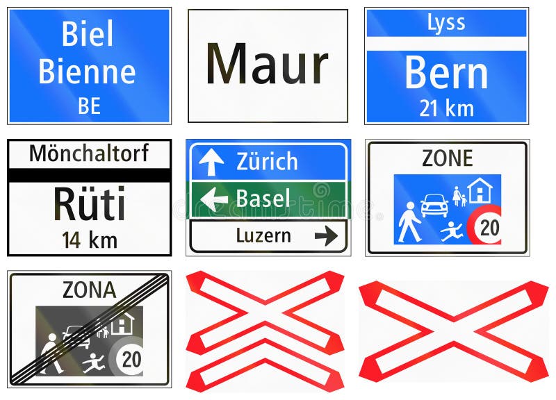 Informational Road Signs Used in Switzerland Stock Illustration ...