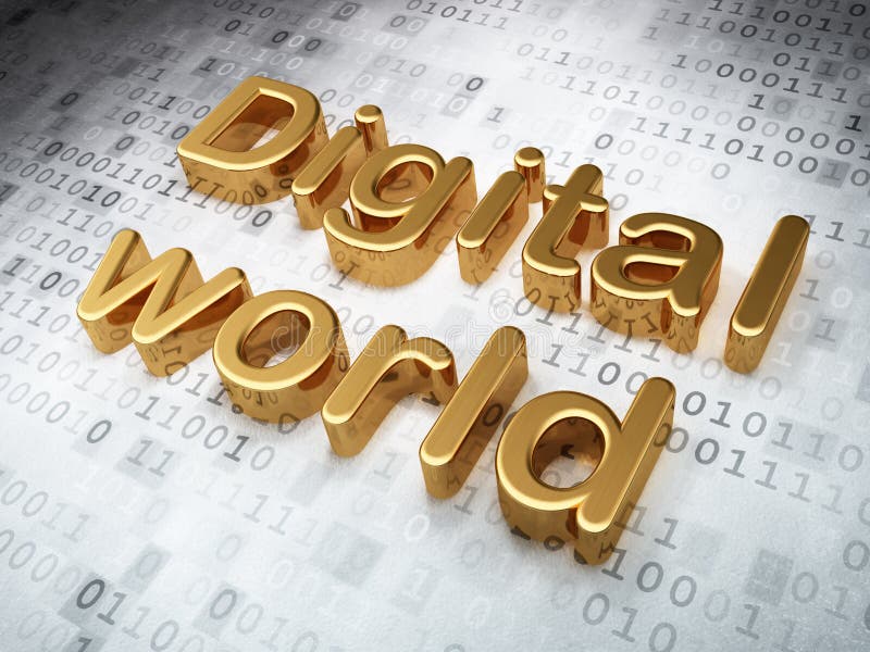 Informationskonzept: Goldene Digital-Welt an Stockfoto - Bild von ...