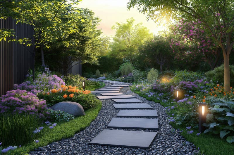 An Informative Illustration Showcasing Various Types of Garden Paving ...