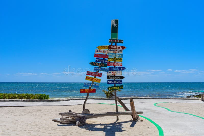 Informative Sign of Tourist Spots, on the Beach . Editorial Stock Photo ...