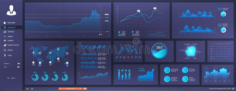 Modern Graphic Data Chart Infographic Dashboard Design Template Info ...
