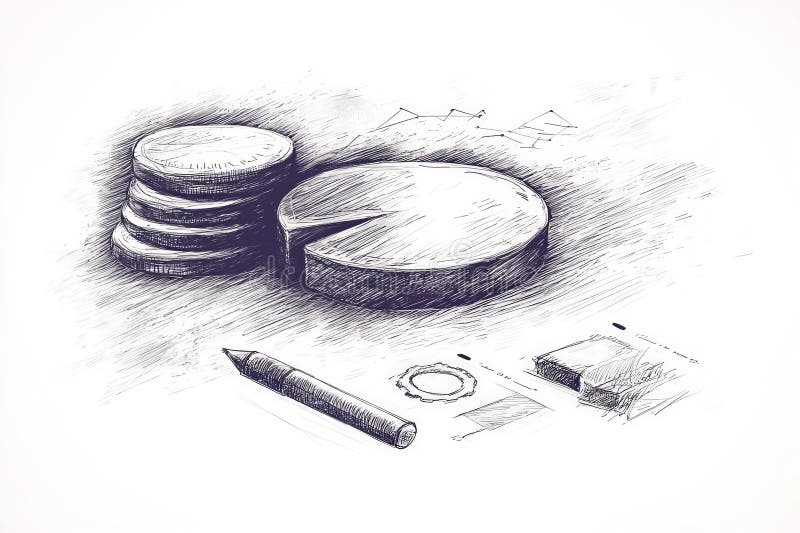 An Informative Sketch of a Pie Chart, Highlighting Data and Percentages ...