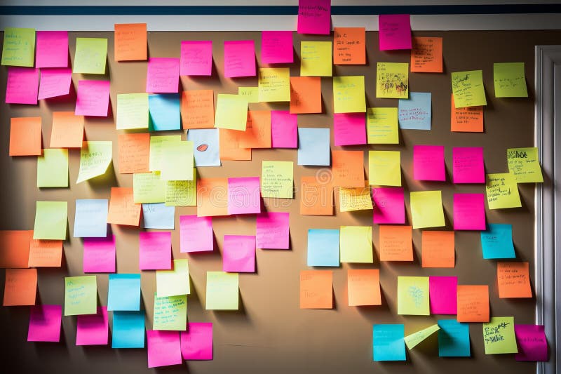 Informative Sticky Notes Board. Generate Ai Stock Photo - Image of ...
