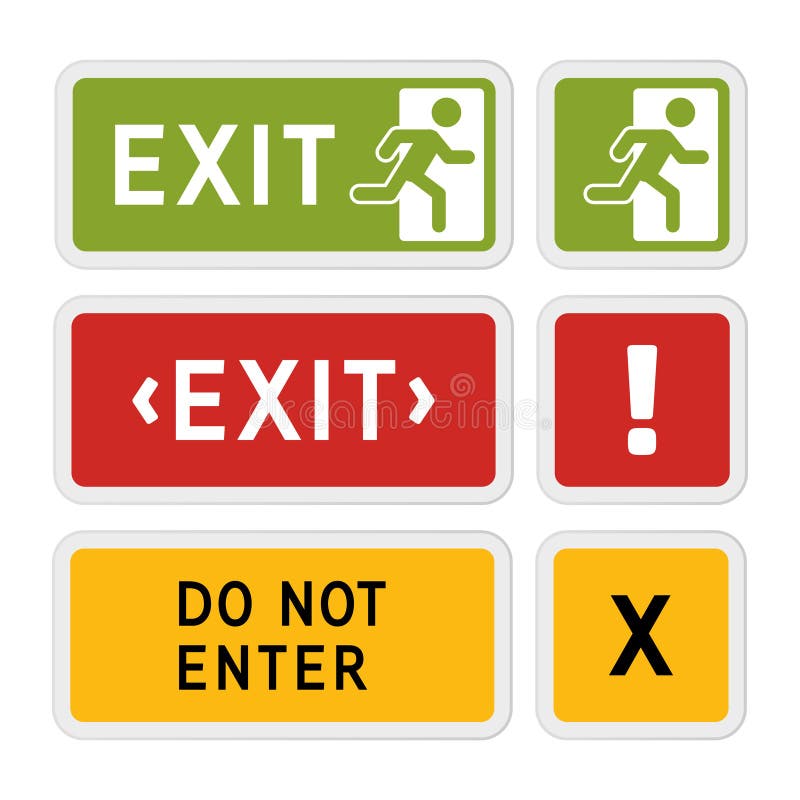 Yellow Emergency Exit Sign Stock Illustrations – 414 Yellow Emergency ...