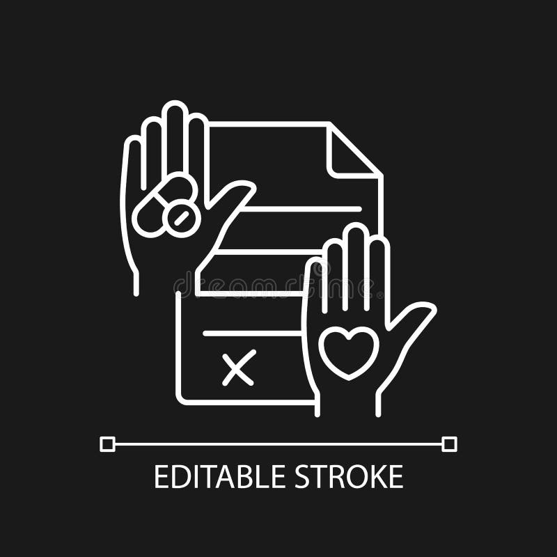 Informed Consent White Linear Icon for Dark Theme Stock Vector ...