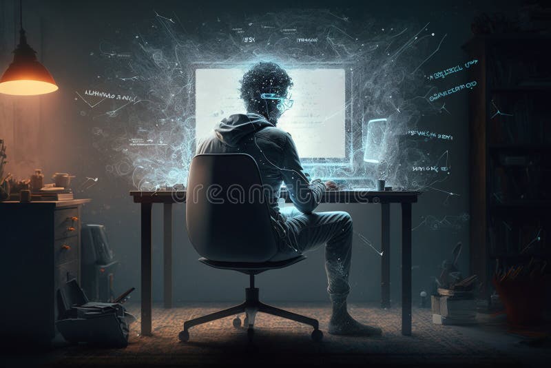 Infosec, Illusion, Quest, Hacker, 4k, Man Sitting at the Computer Stock ...