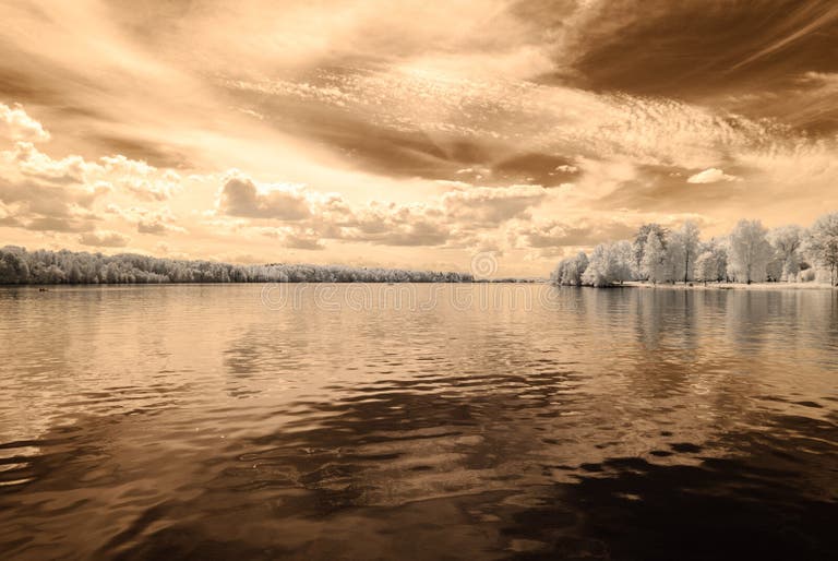 Infrared Camera Image. Reflections in Water Stock Photo - Image of ...