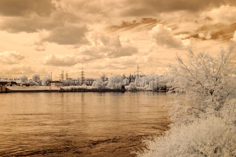Infrared Camera Image. Reflections in Water Stock Photo - Image of ...