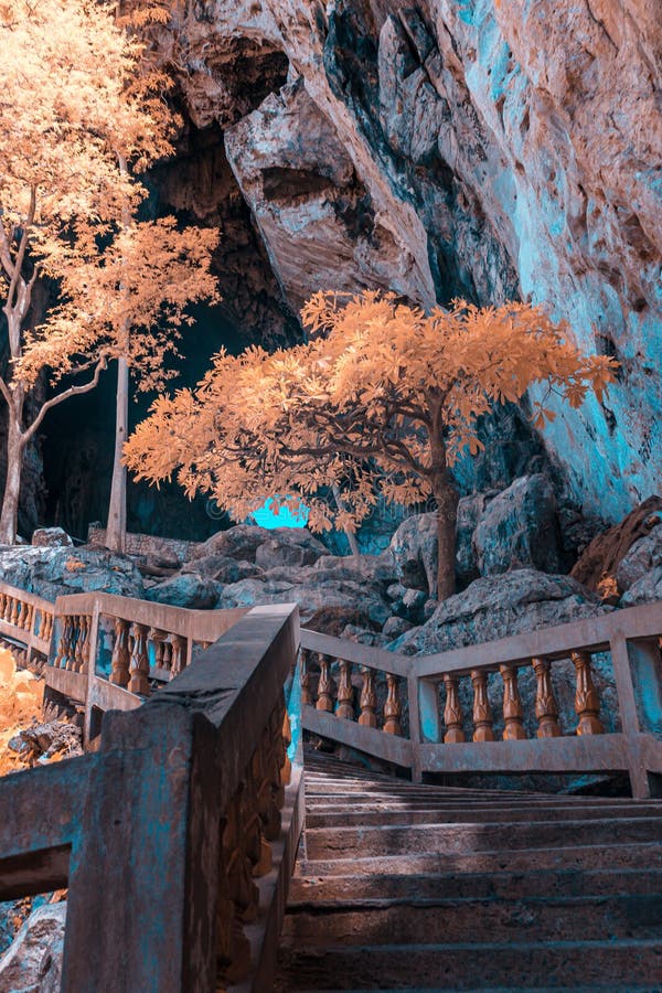 Infrared Effect, a Pathway Leading Upward, Made of Concrete Steps ...