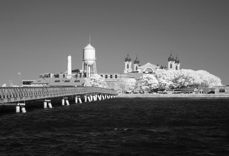 Infrared Image of the Ellis Island from the Liberty Park Stock Photo ...